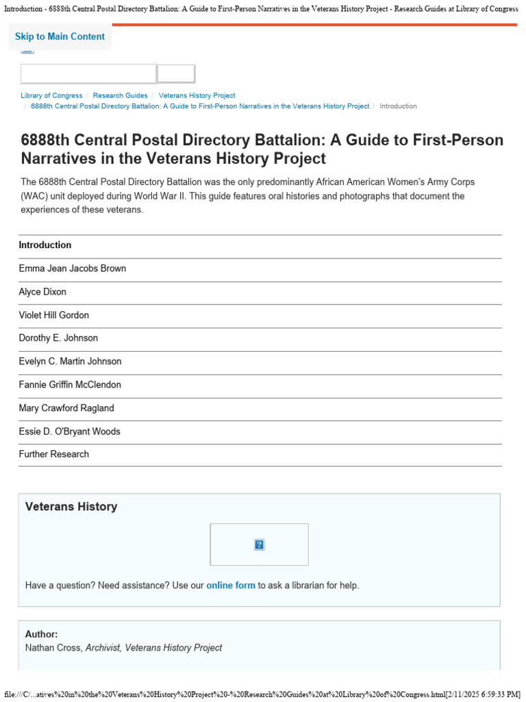 6888th Postal Battalion: Veterans' Narratives | PDF | Mail | Military