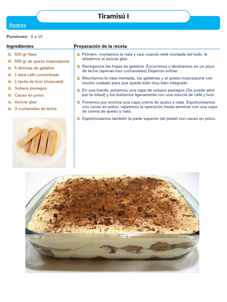 Tiramisú I | PDF