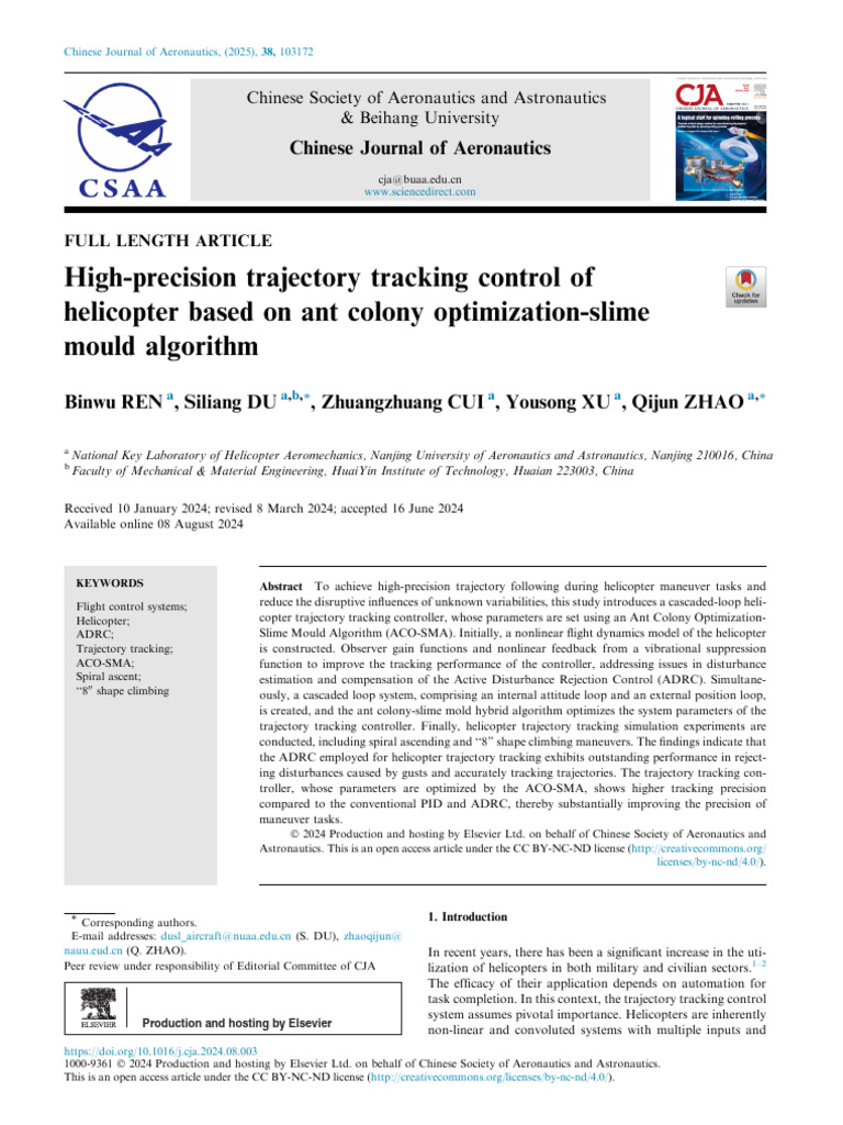 High Precision Trajectory Tracking Control of Helicopter 2025 Chinese ...