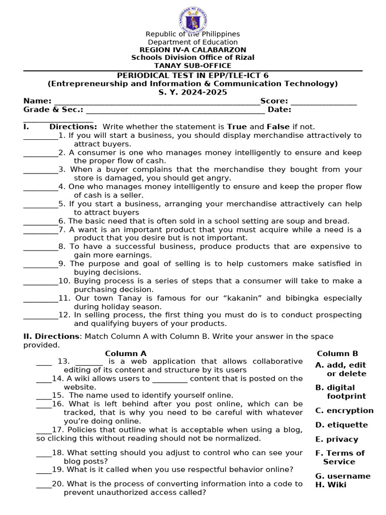 ICT-6-TP.-2024-2025 SABERDO | PDF | Videotelephony | Spreadsheet