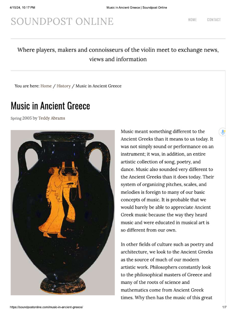 Music in Ancient Greece | PDF