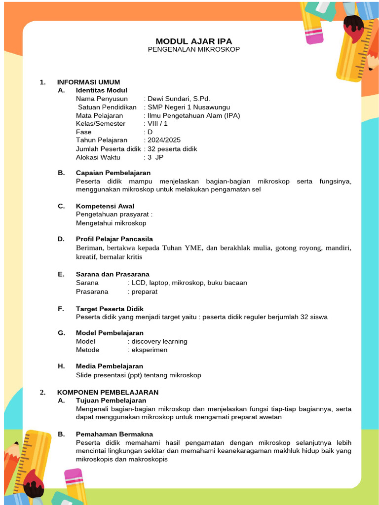 MA2.8.1 - Sel Dan Mikroskop - Dewi Sundari - Dewi Sundari | PDF
