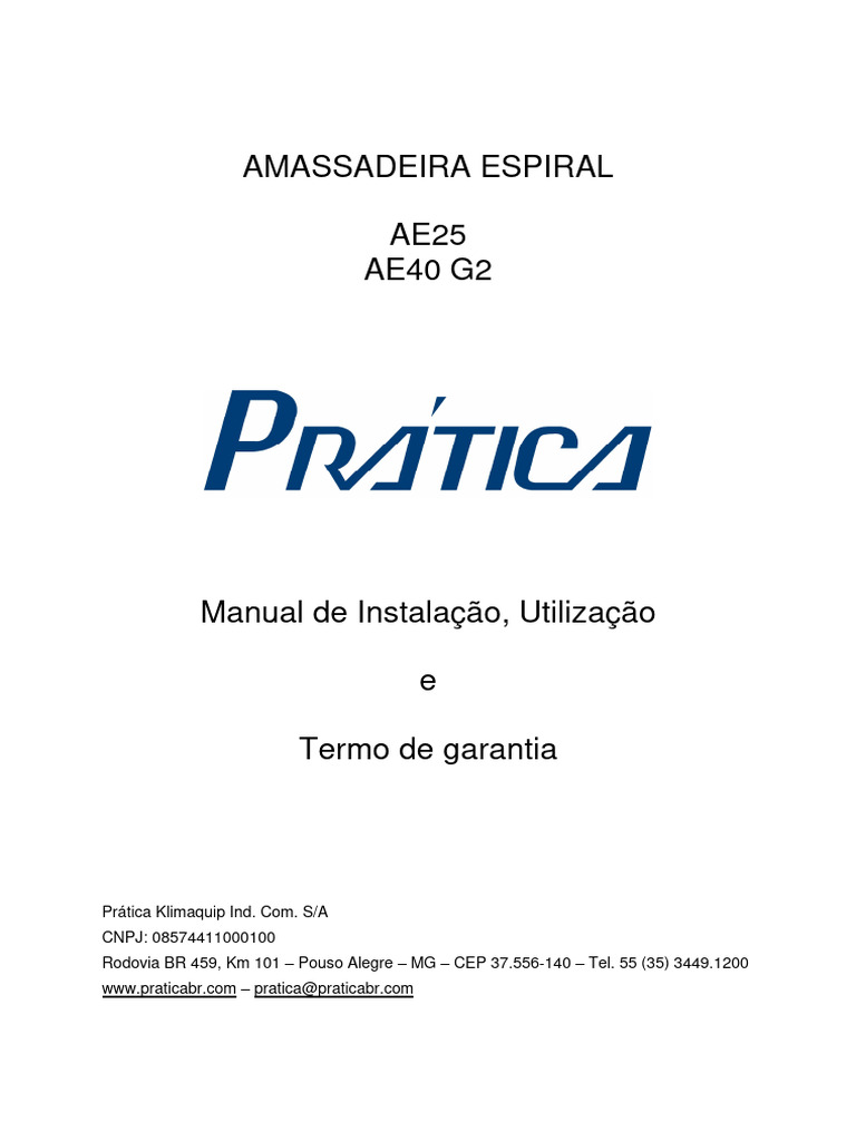Manual da Amassadeira Espiral AE25 e AE40 | PDF | Conector elétrico ...