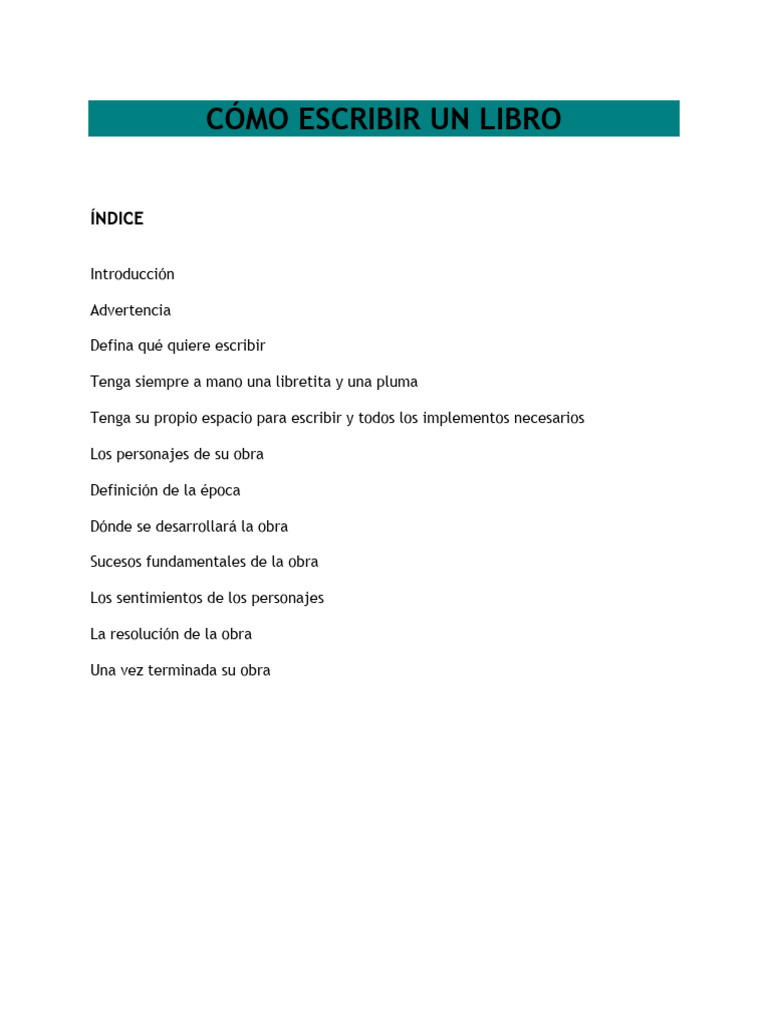 Como Escribir Un Libro | PDF