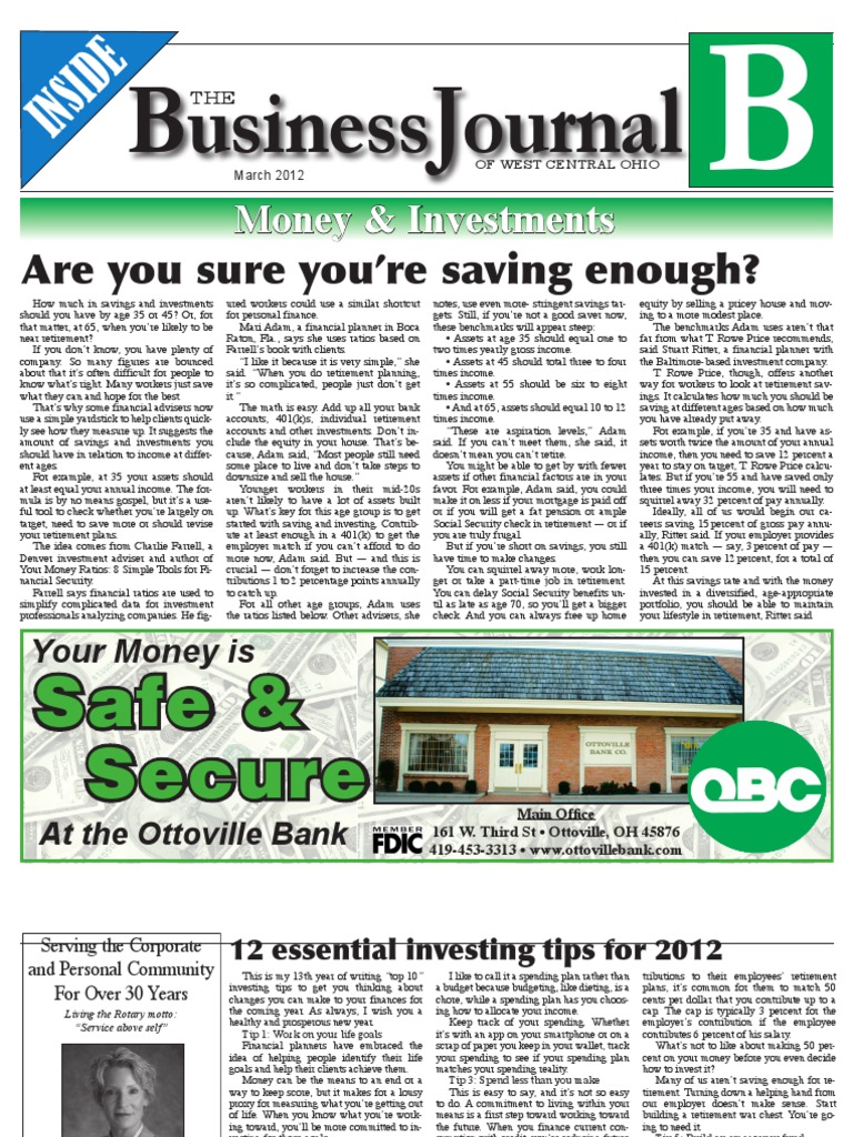 Business Journal March 2012 B Section | PDF | Debt | Retirement