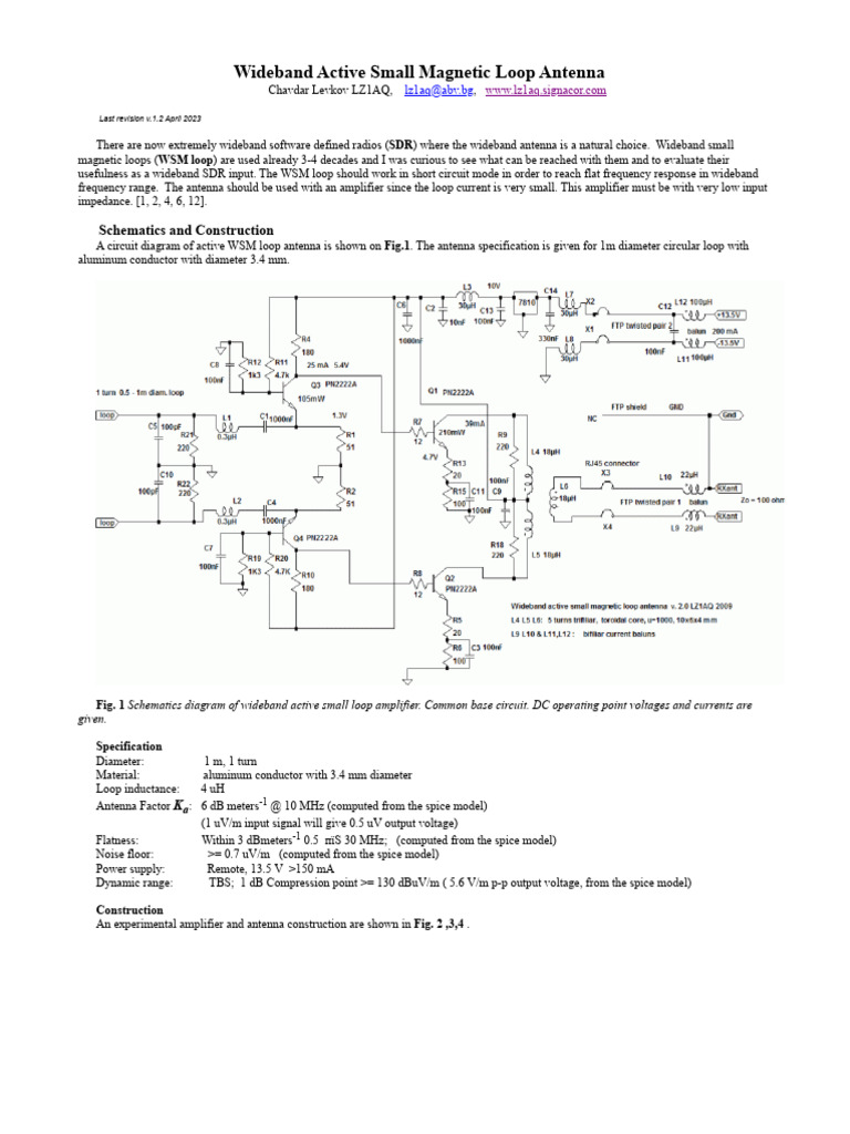 Wideband Active Magnetic Loop Antenna | PDF | Amplifier | Antenna (Radio)