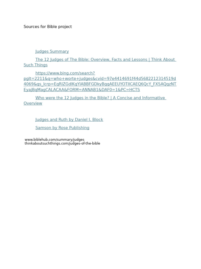 Sources For Bible Project | PDF