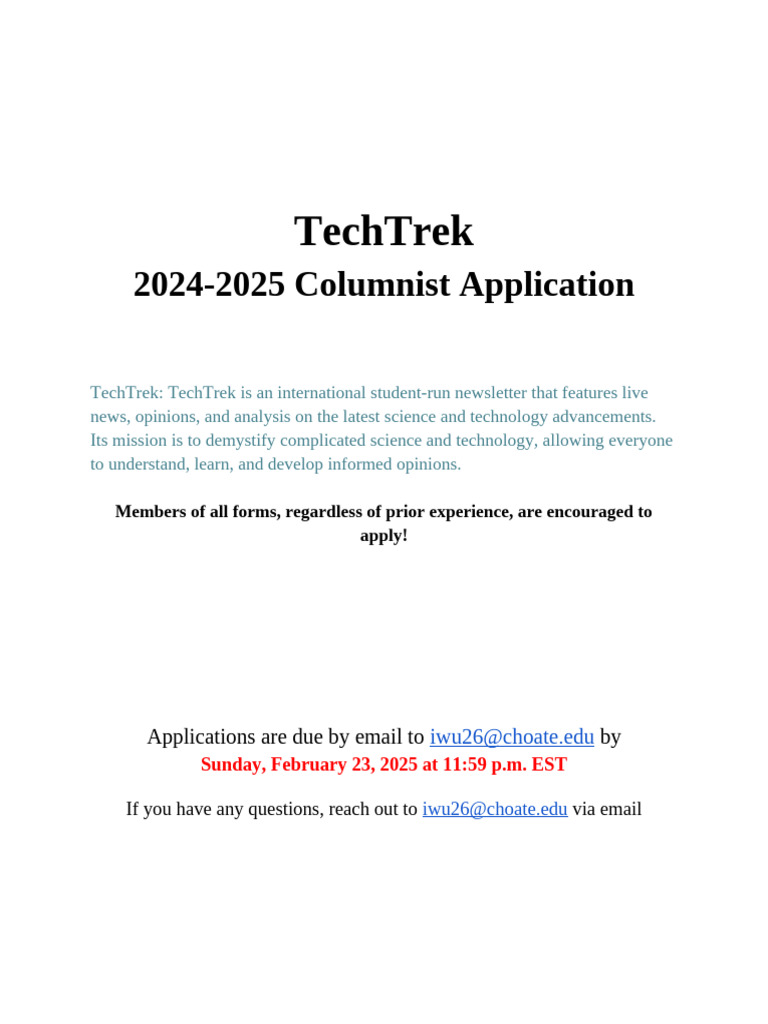 Chapters - TechTrek 2024-2025 Columnist Application | PDF | Cognition