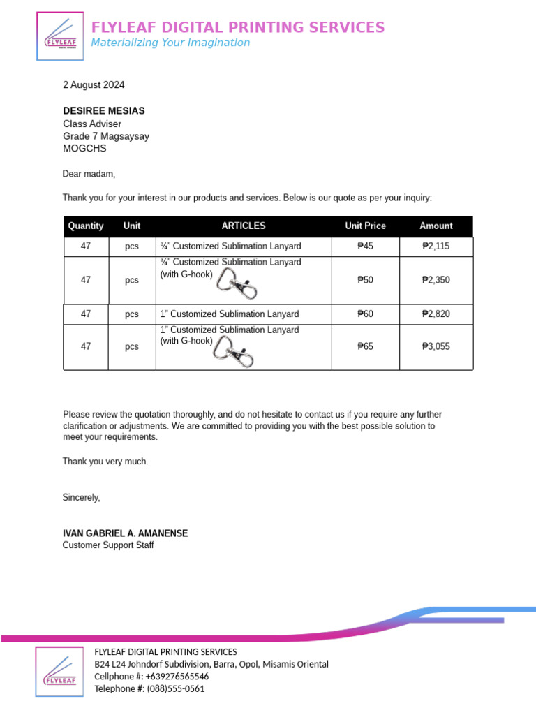 Tendopay Calculator Quotation Details | PDF
