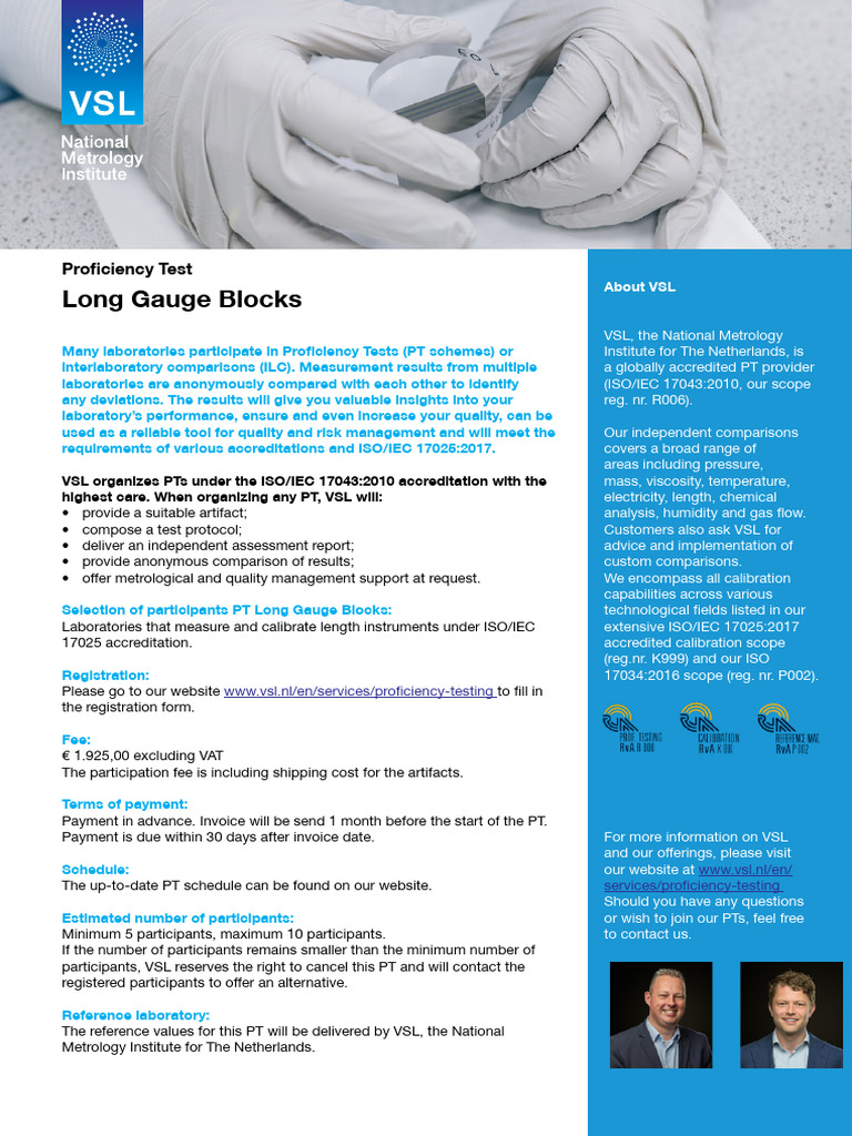 2023.12-VSL-Flyer-PT-long-gauge-blocks | PDF | Calibration | Metrology