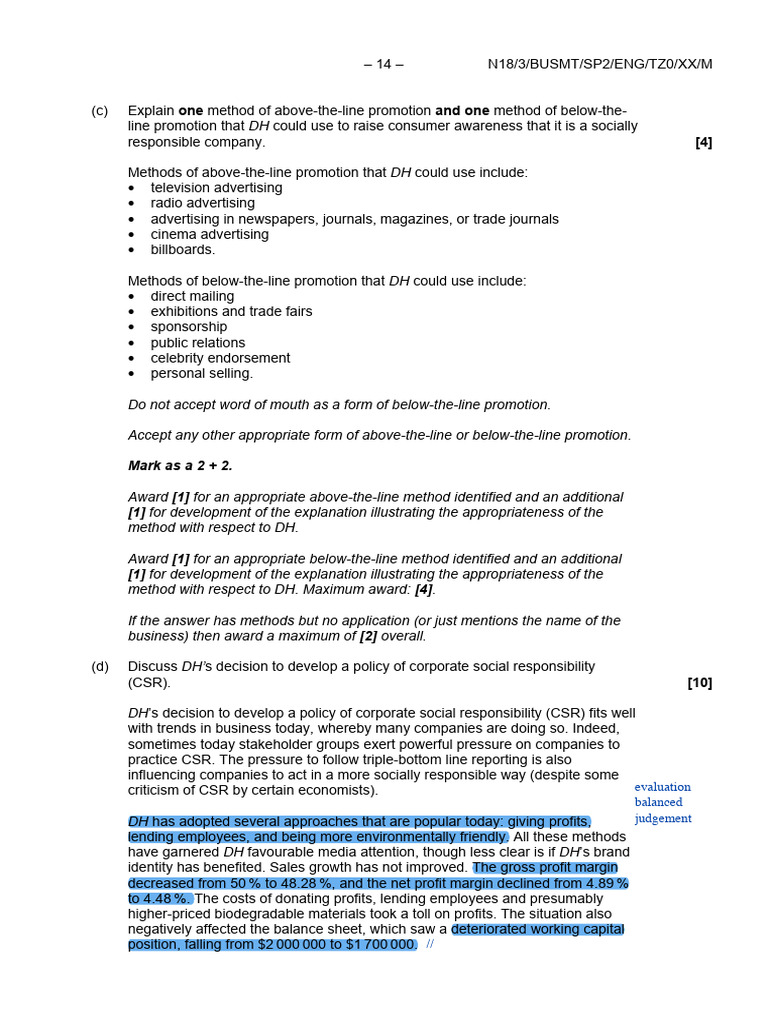 Mark Scheme CSR | PDF | Corporate Social Responsibility | Innovation