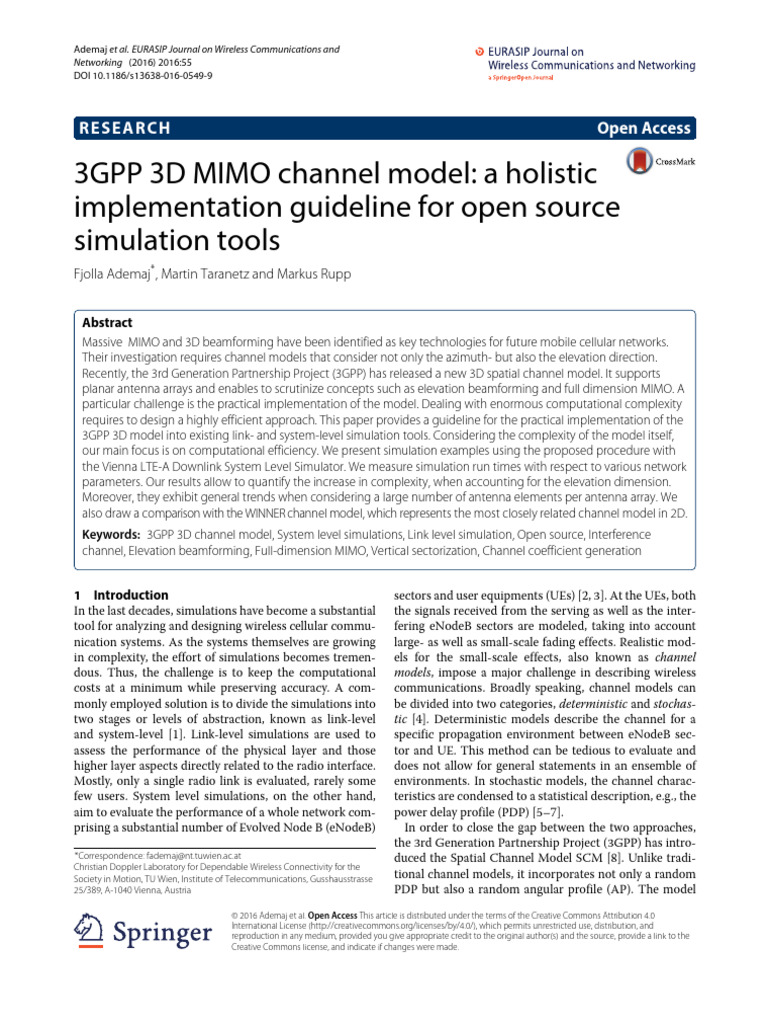 3GPP 3D MIMO Channel Model A Holistic Implementati | PDF | Antenna ...