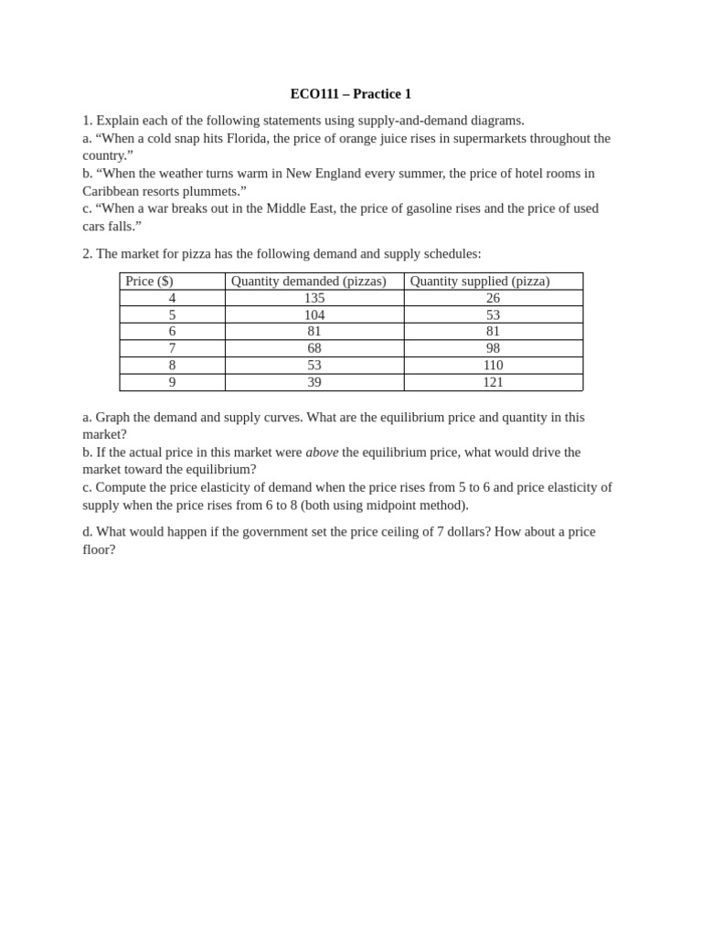 ECO111 Practice 1 | PDF