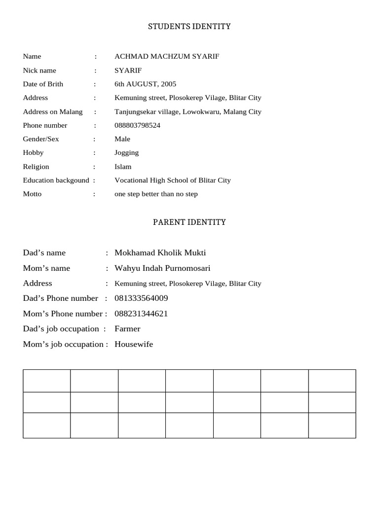 Students Identity Template | PDF