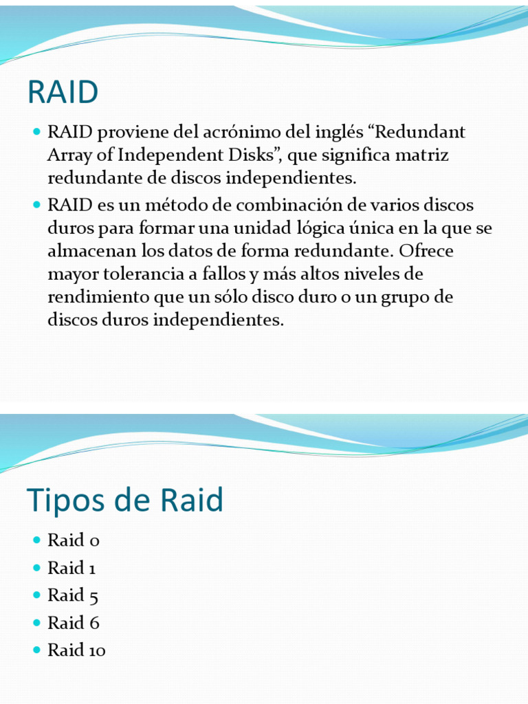 RAID: Tipos y Beneficios Explicados | PDF