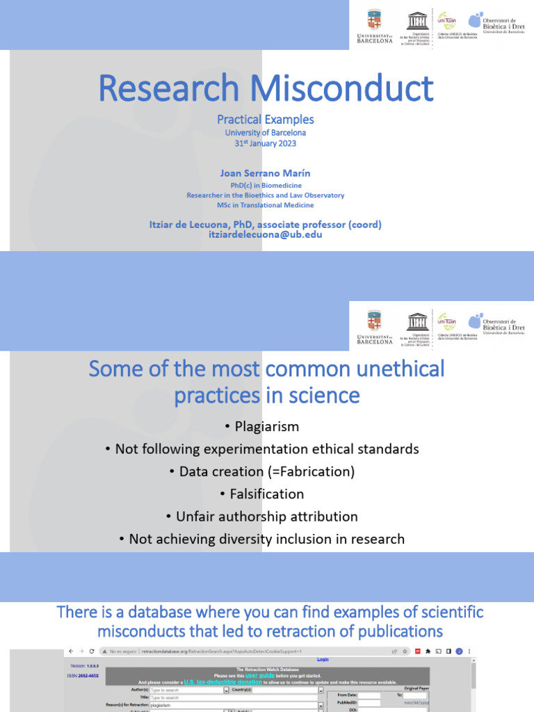 Research - Misconduct - Practical - Examples - Itziar de Lecuona | PDF ...