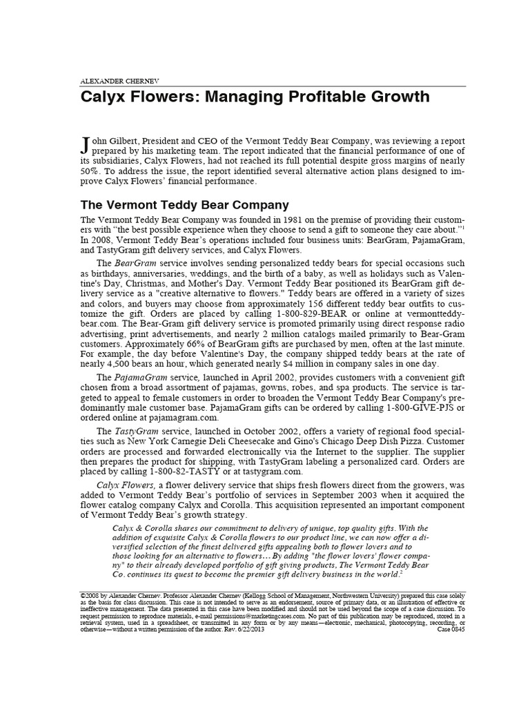 Calyx Flowers: Strategies for Growth | PDF | Floristry