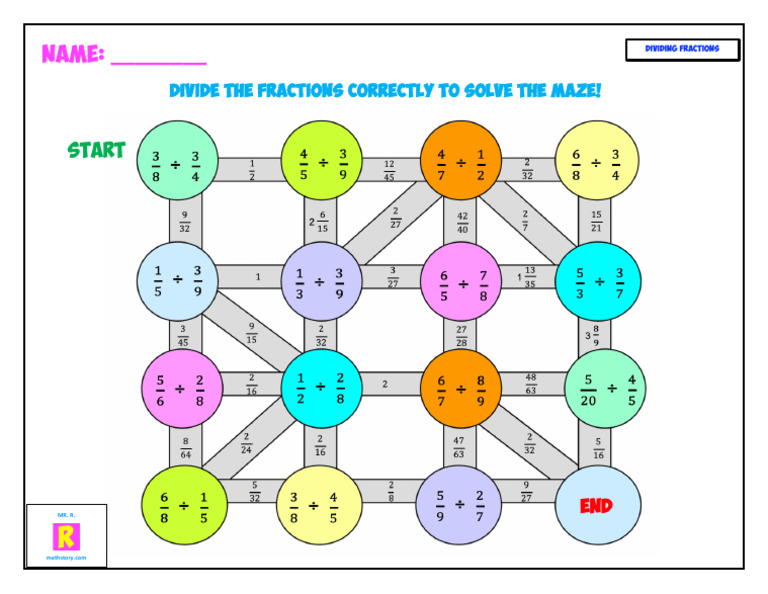 Dividing Fractions Maze | PDF