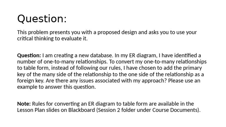 Critical Thinking Database Design Question | PDF
