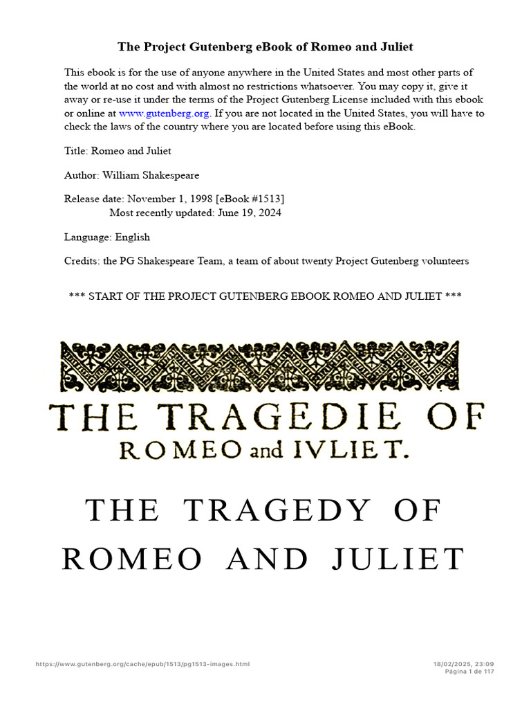 The Project Gutenberg eBook of Romeo and Juliet, By William Shakespeare ...
