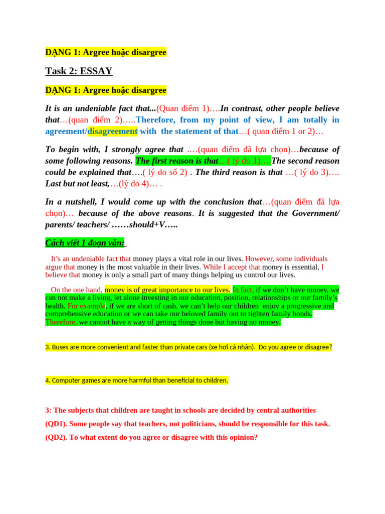 Agree or Disagree Essay Guide | PDF | Cognition | Social Psychology