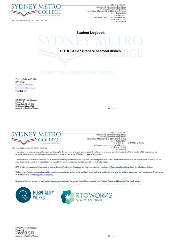 SITHCCC037 - Student Logbook - v1.0 | PDF | Western Cuisine | Food And ...