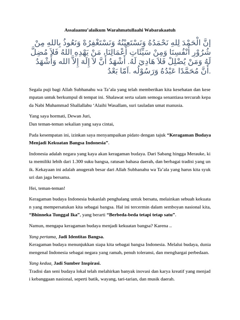 Teks pidato Islami Fiks | PDF