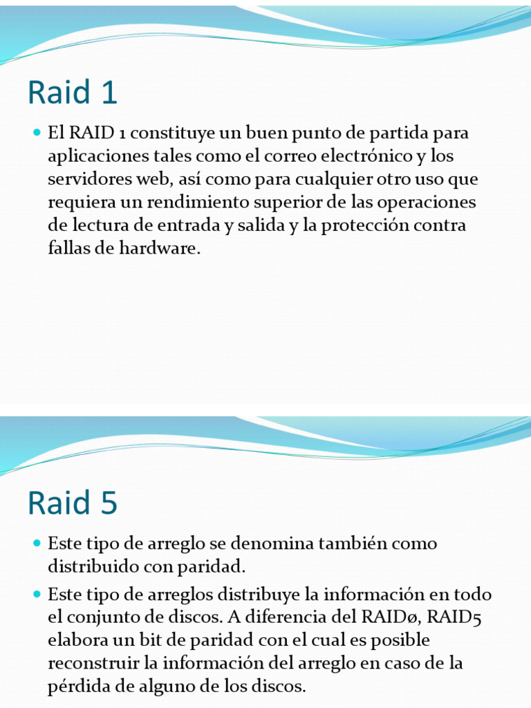 Comparativa de RAID 1 y RAID 5 | PDF