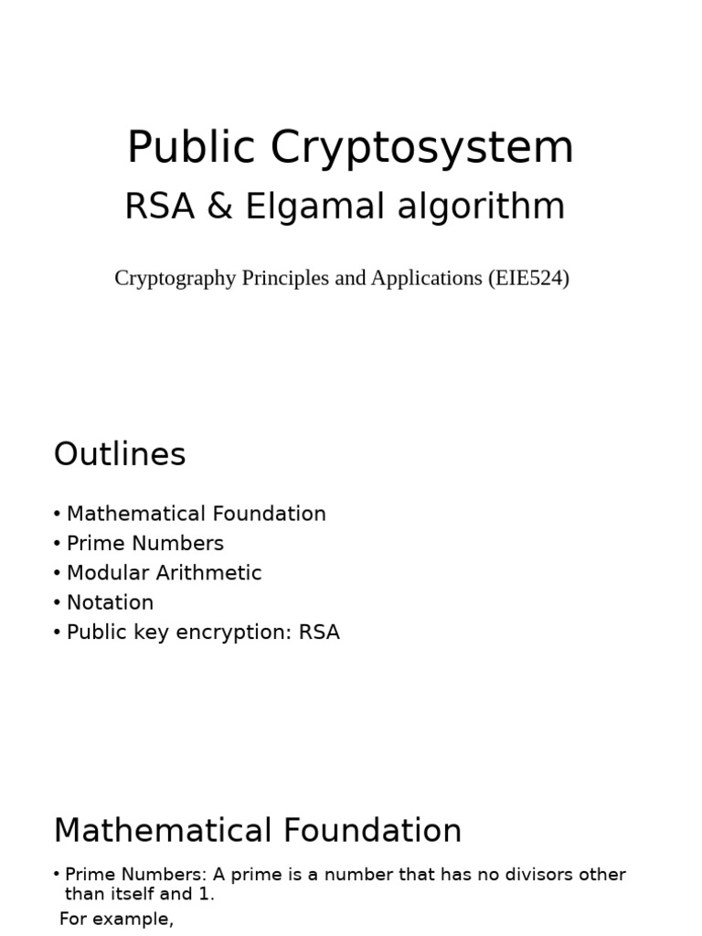 Public Cryptosystem RSA - EIE524 (Autosaved) | PDF | Prime Number | Elementary Mathematics