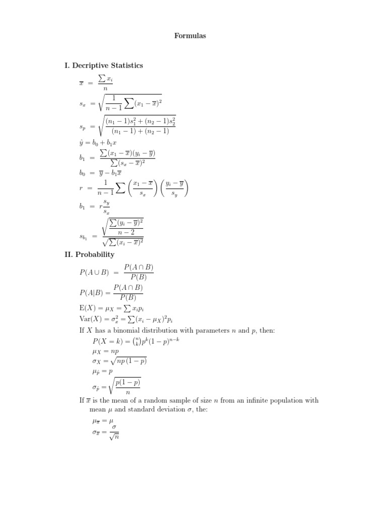 Data Management Formula Sheet | PDF