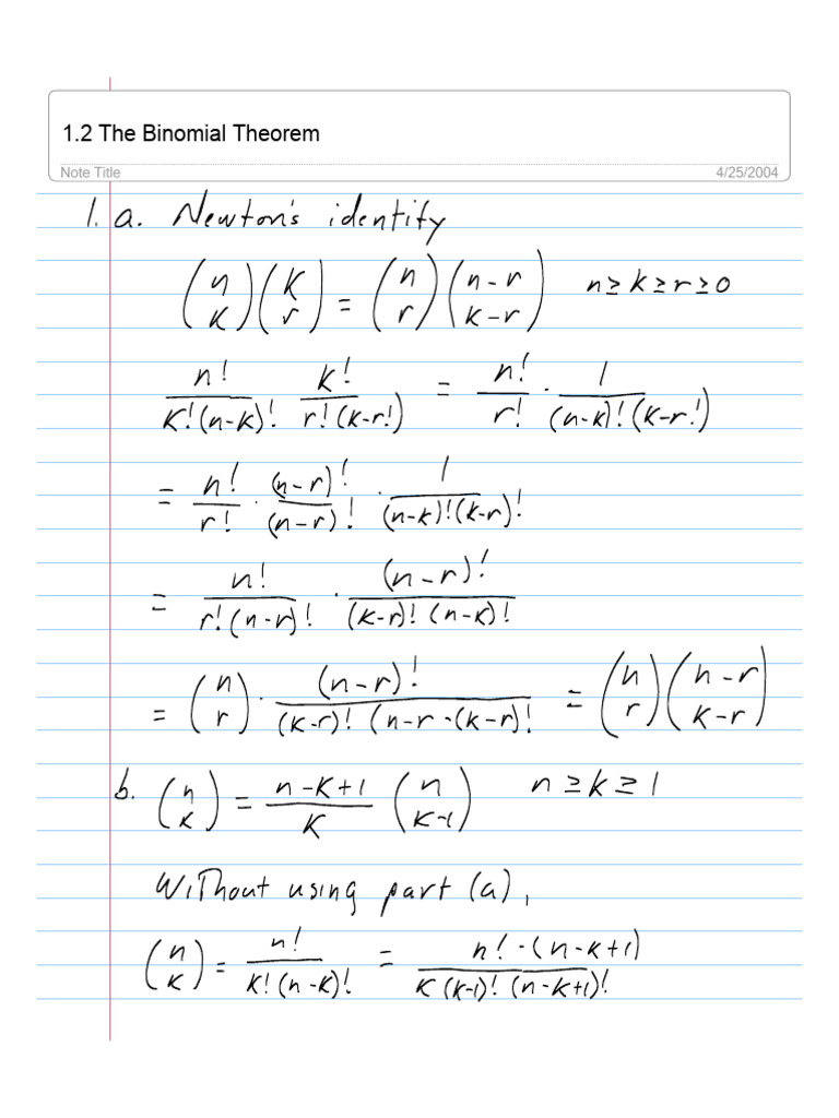 1.2 The Binomial Theorem | PDF