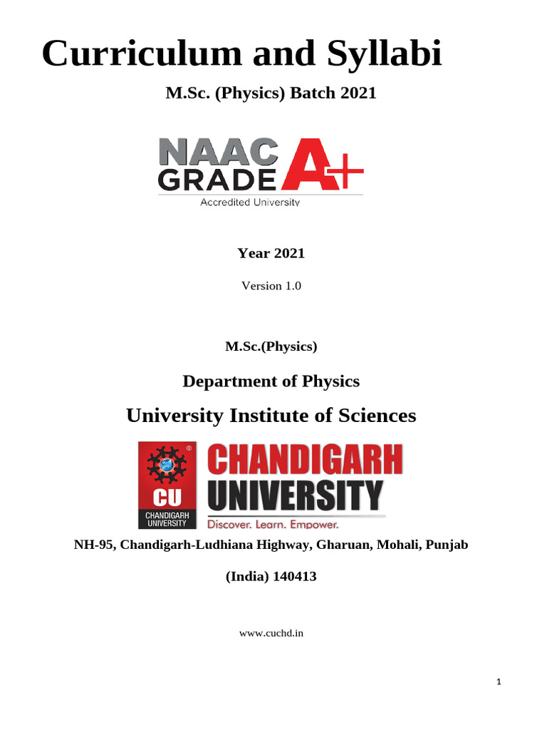 M.Sc. Physics Syllabus Overview 2021 | PDF | Mathematical Analysis | Tensor