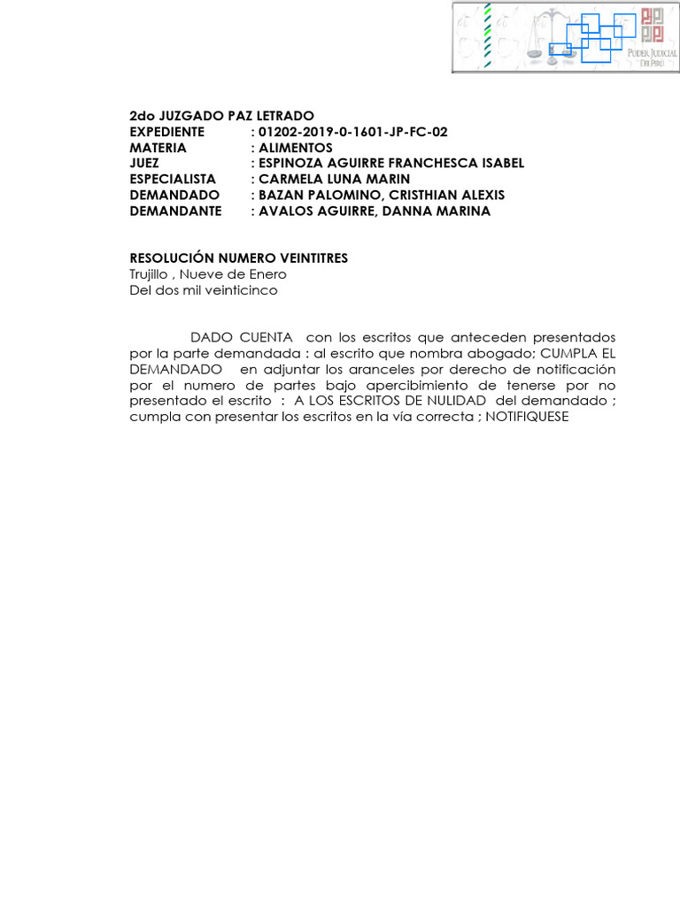 Exp. 01202-2019-0-1601-JP-FC-02 - Resolución - 09104-2025 | PDF