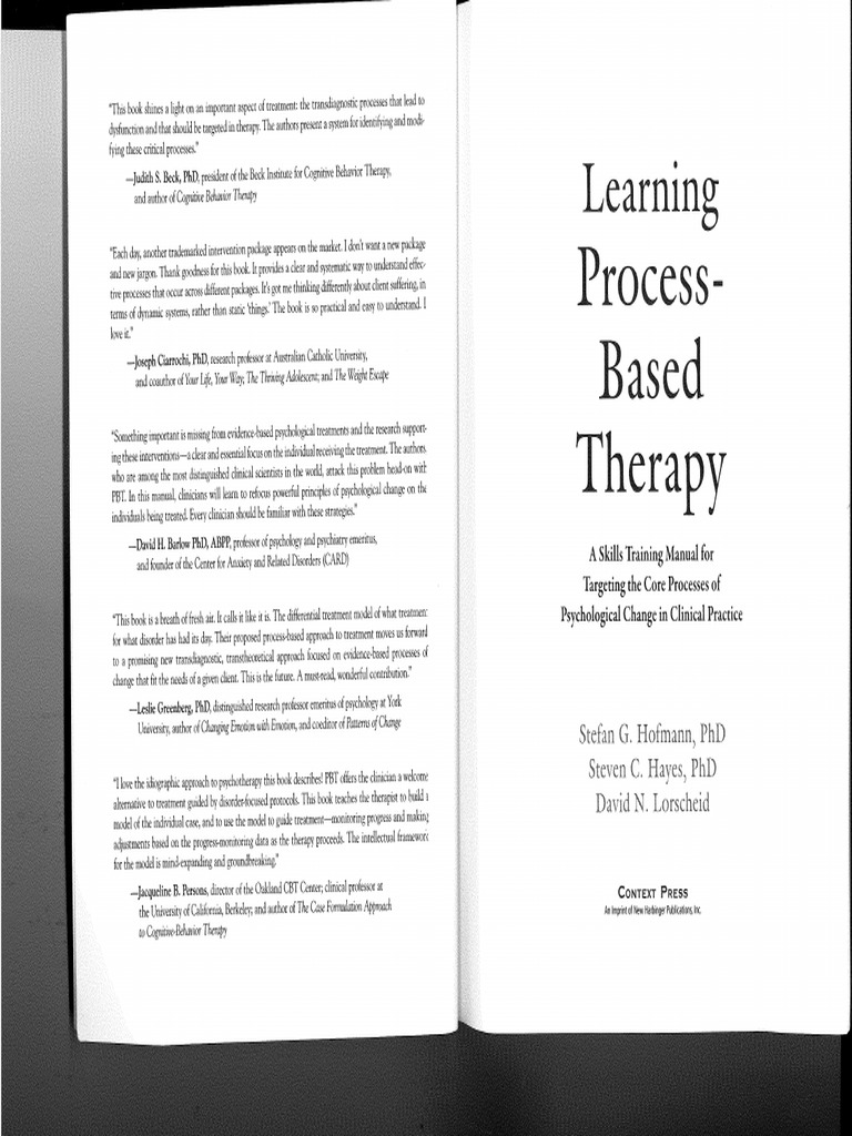Learning Process-Based Therapy Manual (1) | PDF