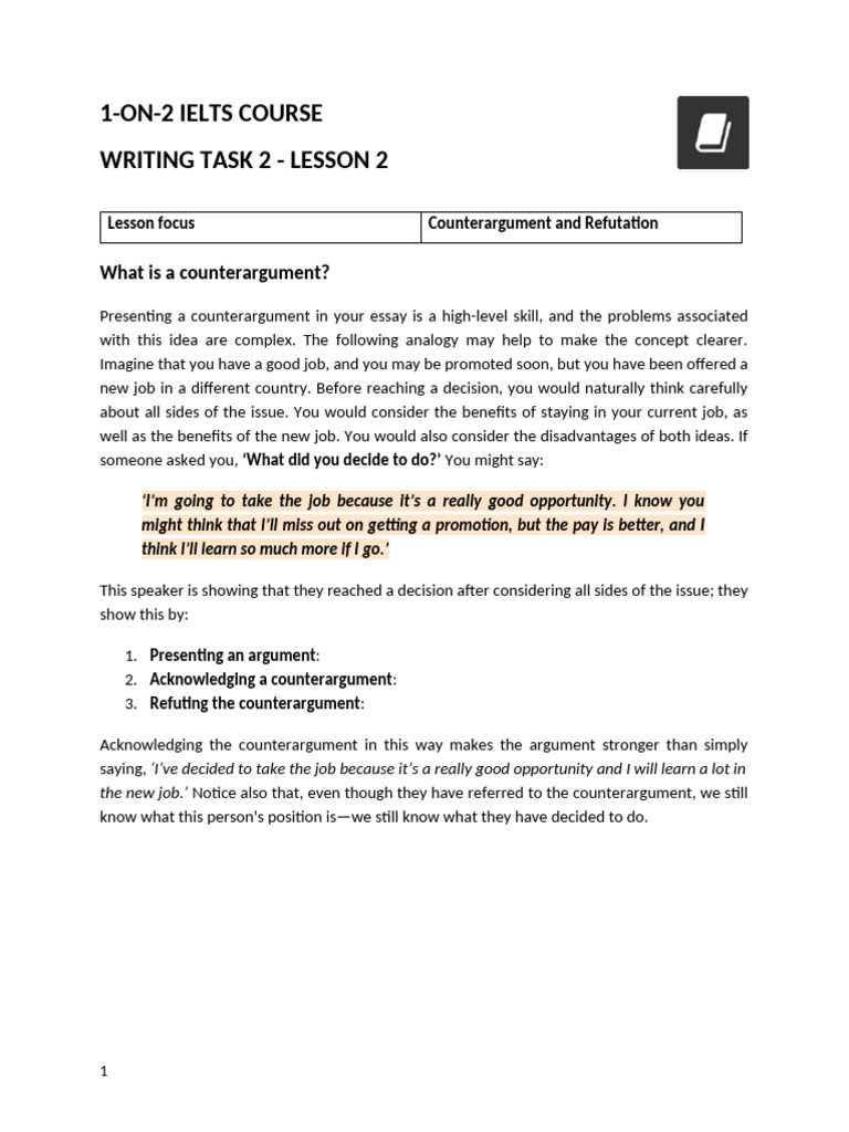 IELTS Writing: Counterargument Skills | PDF | Employment | Experience