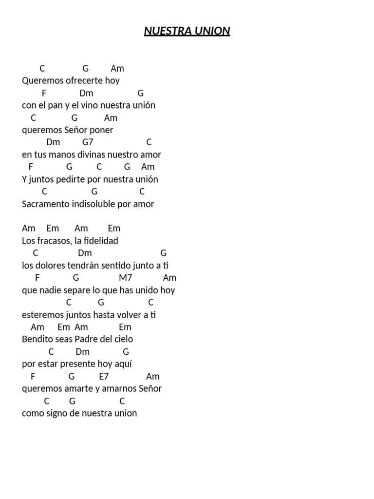 Nuestra Union Acordes | PDF