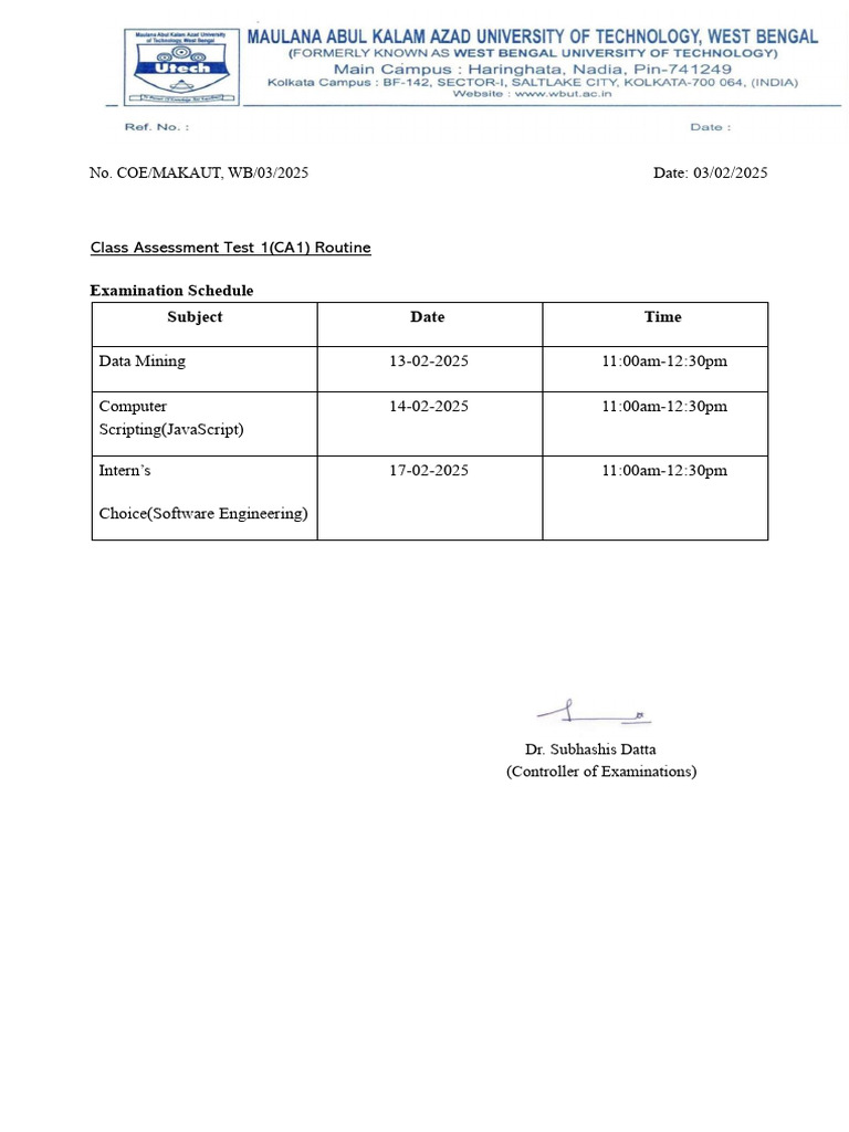 Even Semester Exam Makaut Copy 2 | PDF