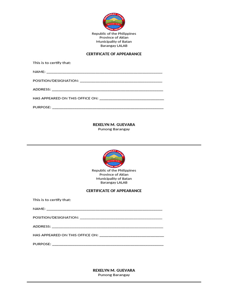 Certificate of Appearance | PDF
