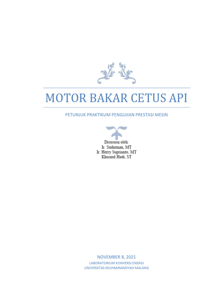 Pengujian Prestasi Motor Bakar Cetus Api | PDF