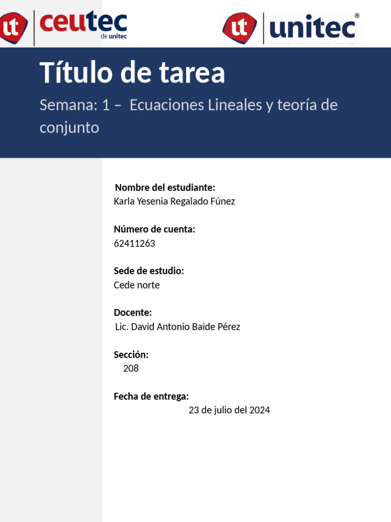 ecuaciones liniales algebra semana 1 | PDF