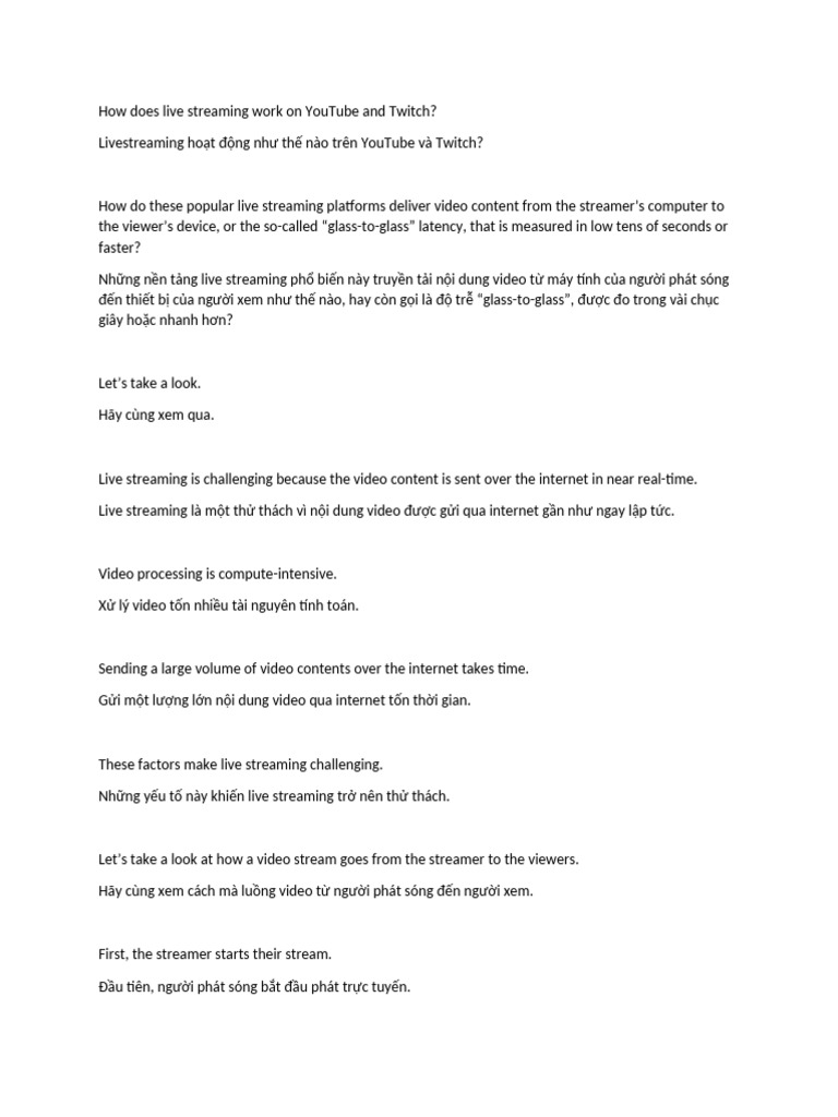 How Does Live Streaming Work On YouTube and Twitch | PDF