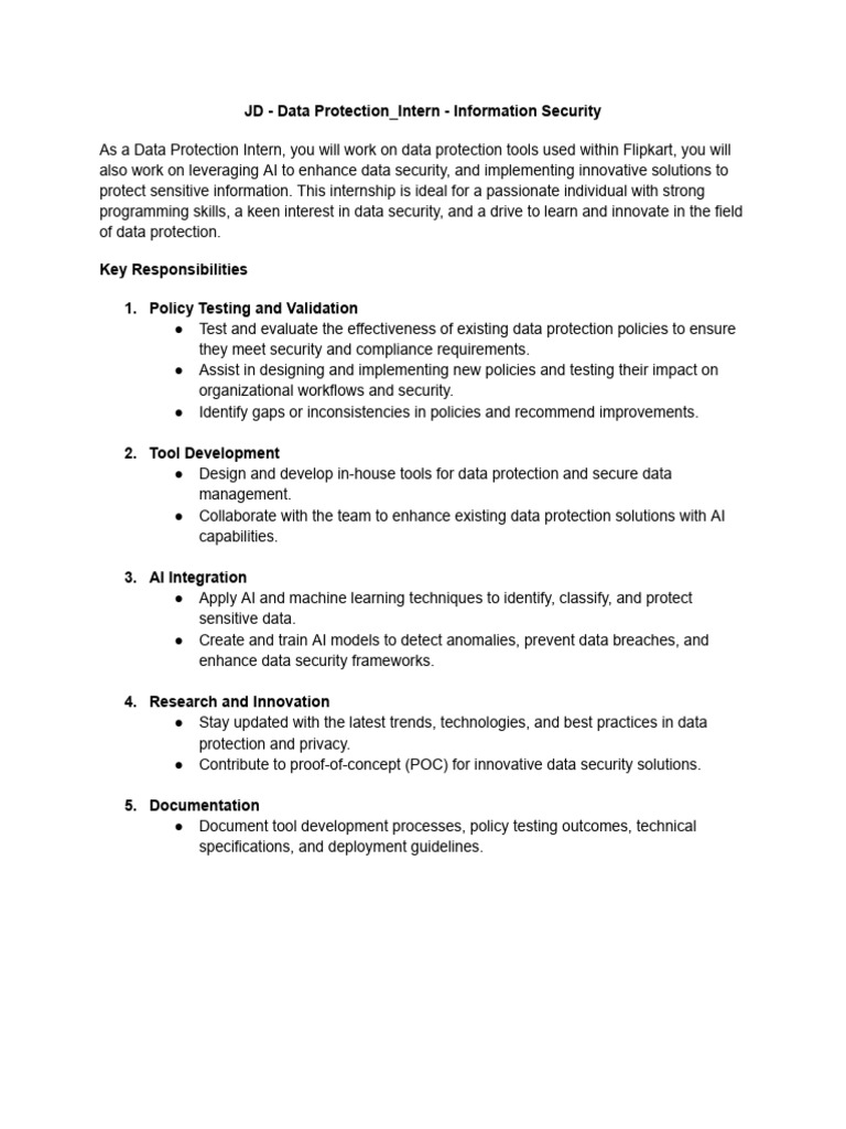 Data Protection Internship at Flipkart | PDF | Artificial Intelligence | Intelligence (AI ...