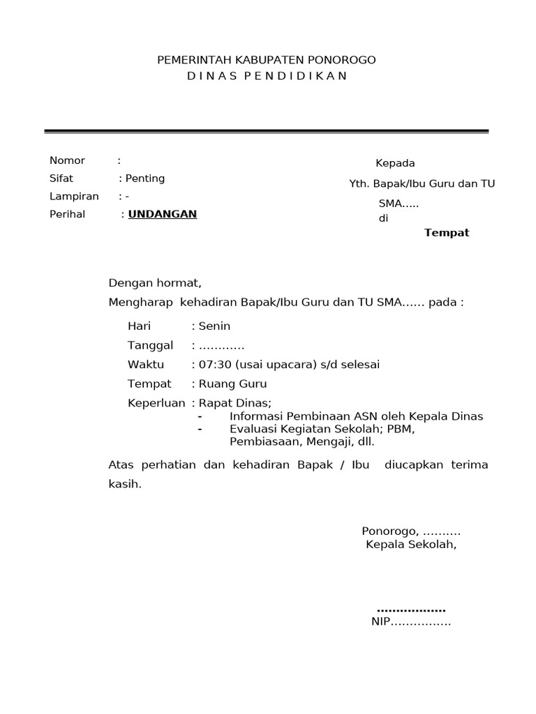 UNDANGAN RAPAT KOORDINASI | PDF