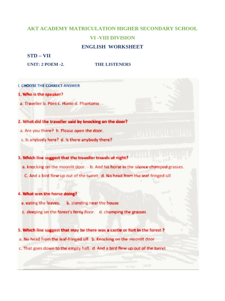 7th unit 2 poem 2 | PDF