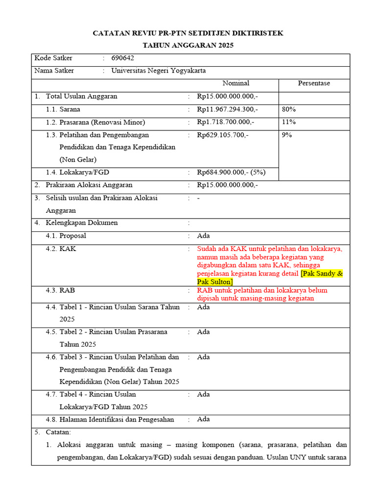 Bagi Tugas 16 Januari - 11. Catatan Reviu PR-PTN Tim Perencanaan TA 2025-Univ. Negeri Yogyakarta ...