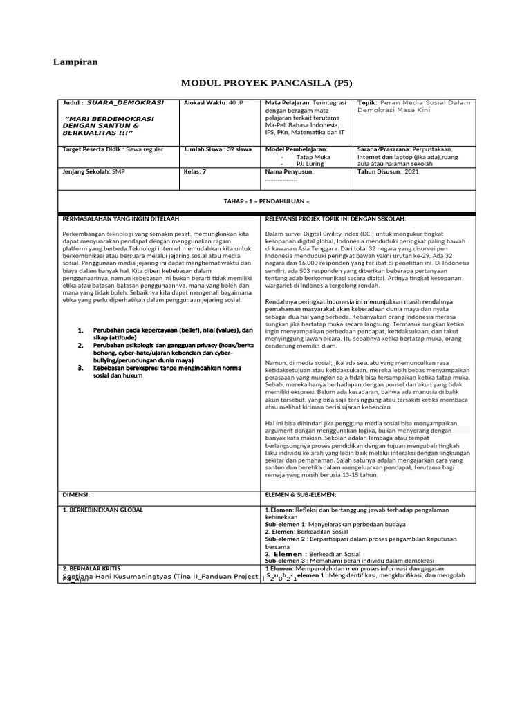 Lampiran modul proyek P5 | PDF