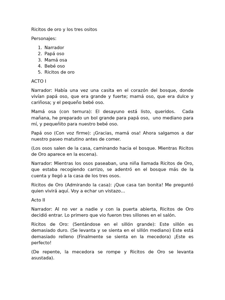 Ricitos de Oro y Los Tres Ositos | PDF | Ricitos de oro y los tres osos