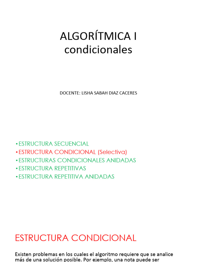 Estructuras Condicionales en Algoritmos | PDF | Algoritmos | Informática