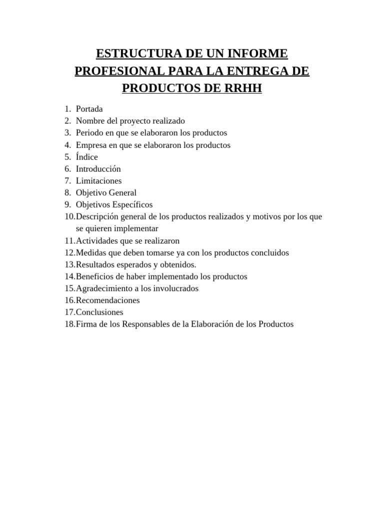 Informe de Productos de RRHH | PDF