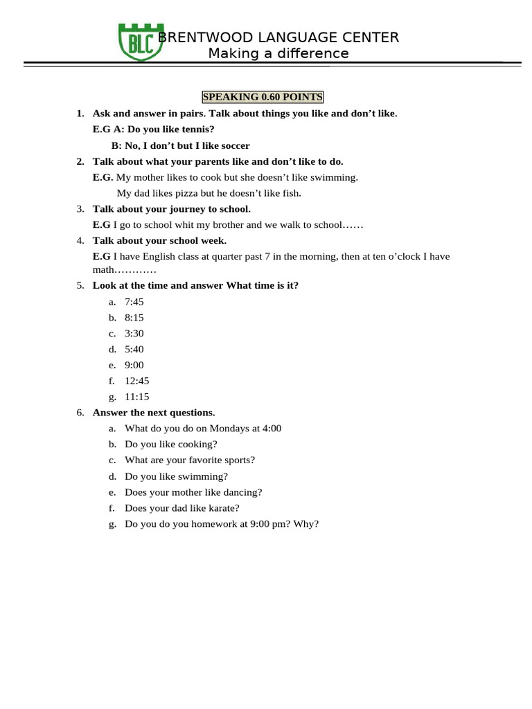 ST Speaking U7 Mariajoseorellana | PDF